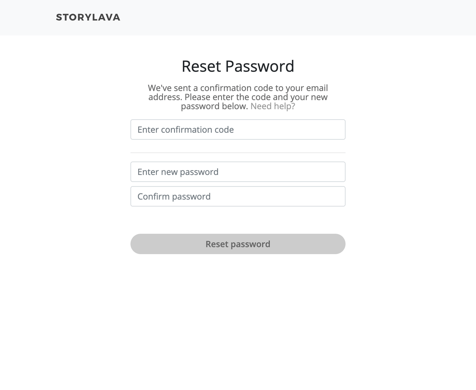 Storylava - Support - Reset your password